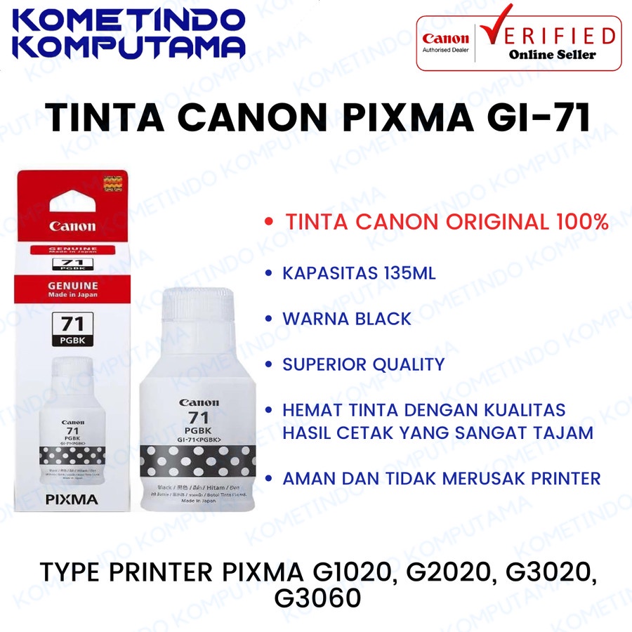 Jual Box GI-71 BLACK 135ml Tinta Botol Canon Pixma Original GI71 HITAM ...