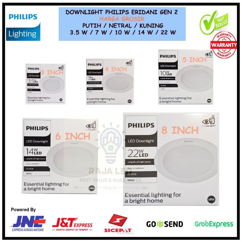 Jual Lampu Downlight Philips Led Eridani G2 DL190B 3.5w / 5w / 7w / 10w / 14w / 23W Putih/NETRAL ...