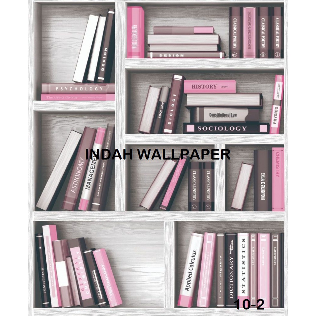 Jual Wallpaper Dinding Motif Rak Buku Susun 3D Natural SF | Shopee ...