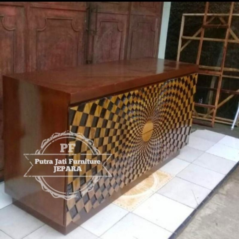 Jual Lemari pendek kayu jati model simpel unik mebel Jepara murah ...
