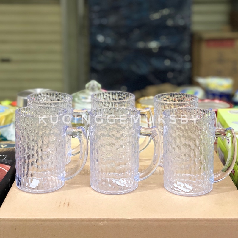 Jual 6pcs Gelas Mika Akrilik model gelas Mug dan Gelas jus Kristal ...