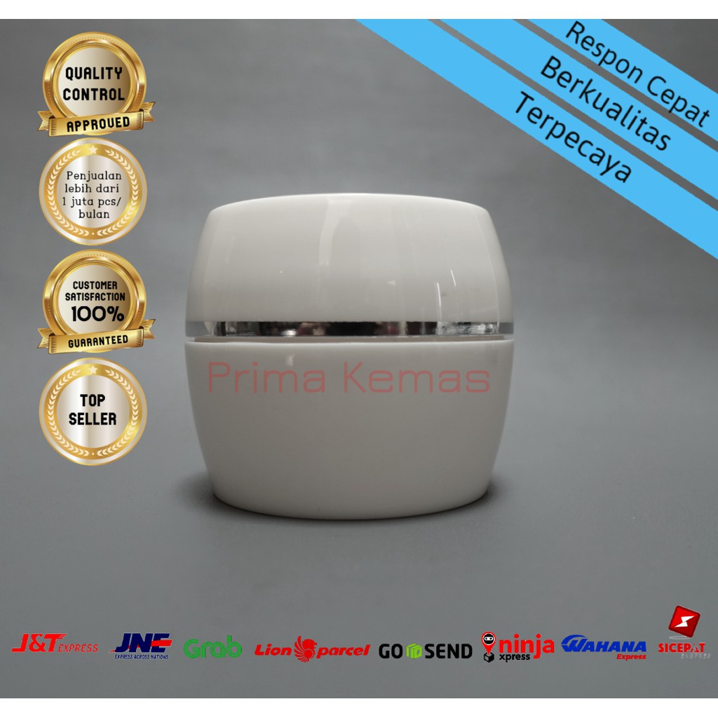Jual Pot Cream PP 15 gr Putih List Silver - pot krim - pot kosmetik ...