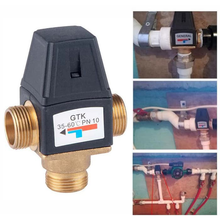 Jual GENERAL Thermostatic Mixing Valve Solar Water Heater 3-Way Male ...