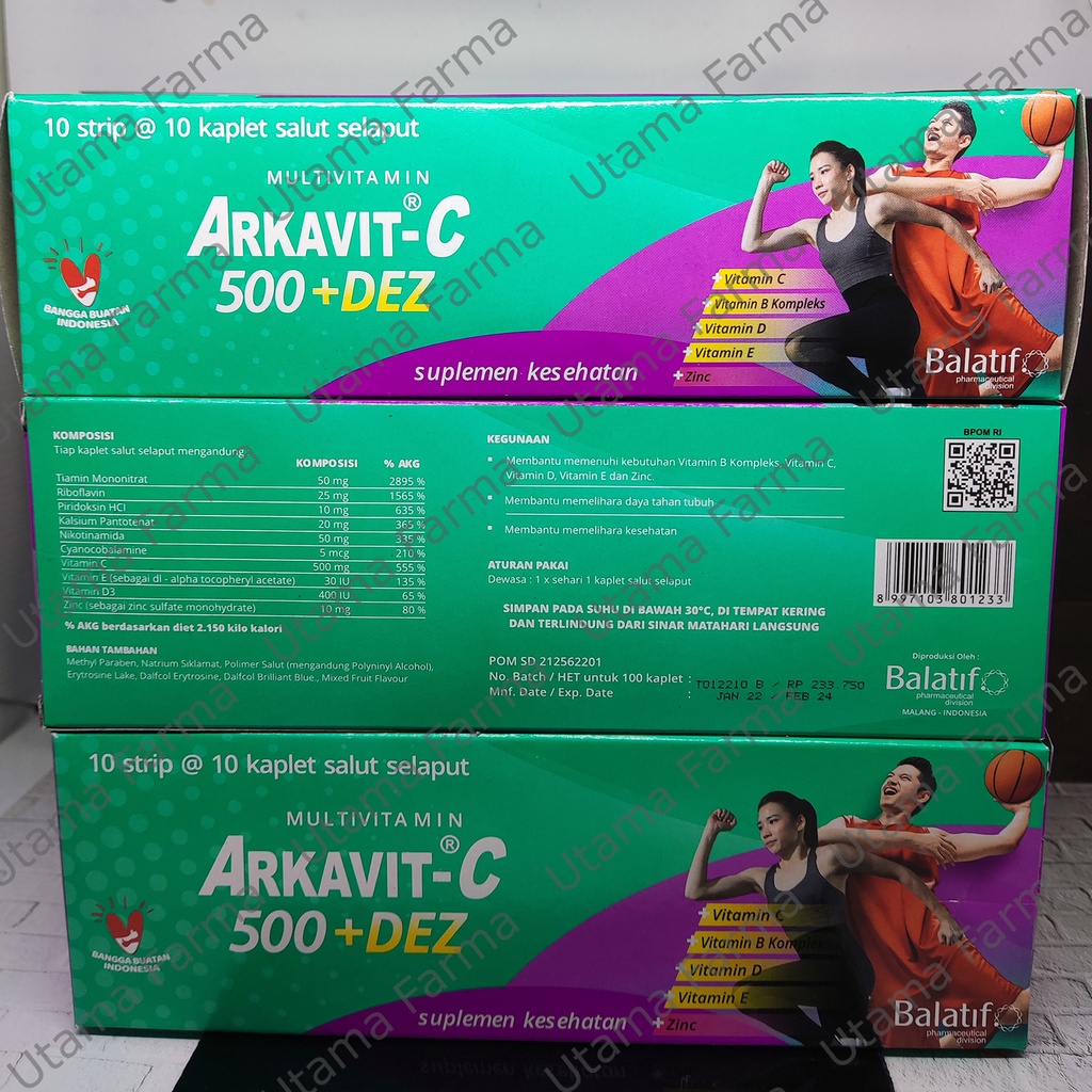 Jual Arkavit C 500 Dez Per Box Isi 100 Zinc Vitamin C Vitamin B
