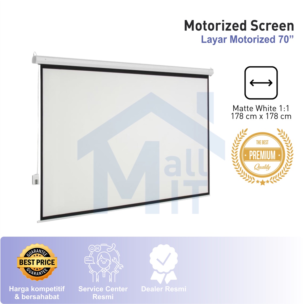 Jual Layar MOTORIZED PROJECTOR SCREEN 70 X 70 INCH 178 cm x 178 cm berkualitas | Shopee Indonesia