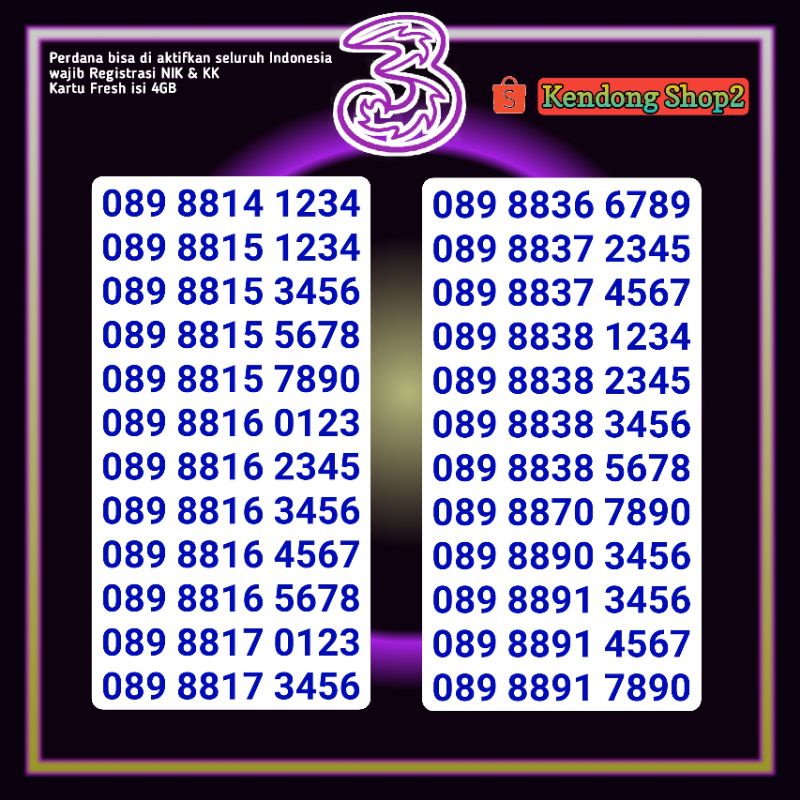 Jual NOMOR TRI CANTIK TRI 11 DIGIT | Shopee Indonesia