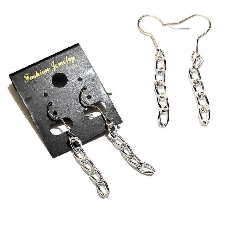 Jual Zhu Silver Chain Earrings Anting Rantai Hooks | Shopee Indonesia