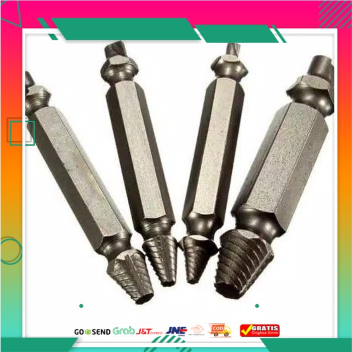 Jual Screw Remover Set 4pc Mata Bor Perbaiki Baut Sekrup Rusak | Shopee ...