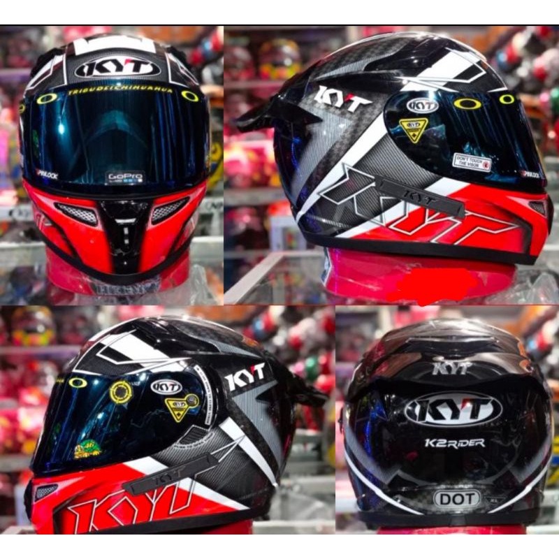 Jual Helm kyt k2 rider spotlight black/red paket ganteng original full ...