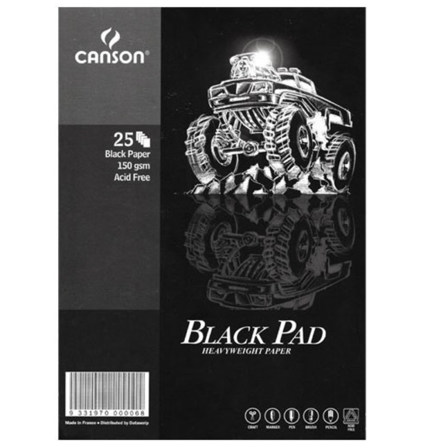 Jual Canson Black Pad Art Paper A4 150gsm / Kertas Gambar Hitam A4 ...
