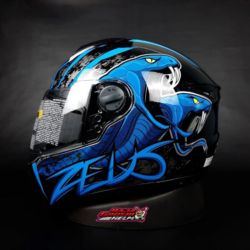 Jual HELM ZEUS 811 BLACK AL48 BLUE ORIGINAL HELM TOURING ZEUS 811 COBRA ...