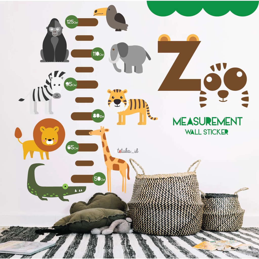 Jual Animal Measurement Wall sticker ( ZOO ) Stiker ukur tinggi anak ...