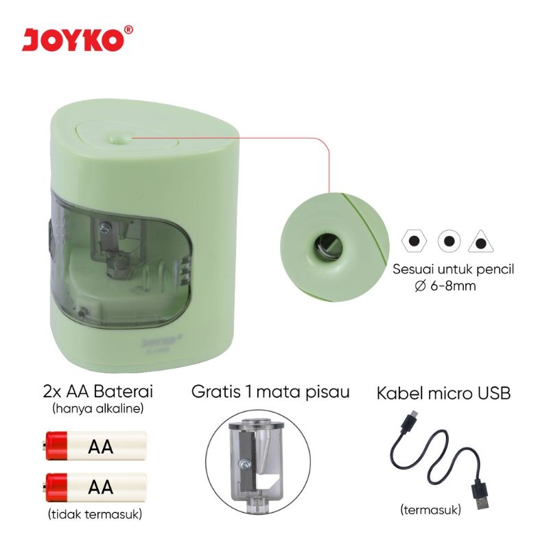Jual JOYKO Electric Sharpener A-158E Rautan Elektrik Orotan Pensil ...