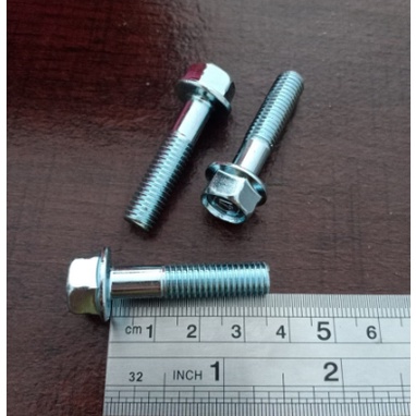 Jual BAUT TOPI / FLANGE BOLT PUTIH M8 X 35MM (KUNCI 12) | Shopee Indonesia