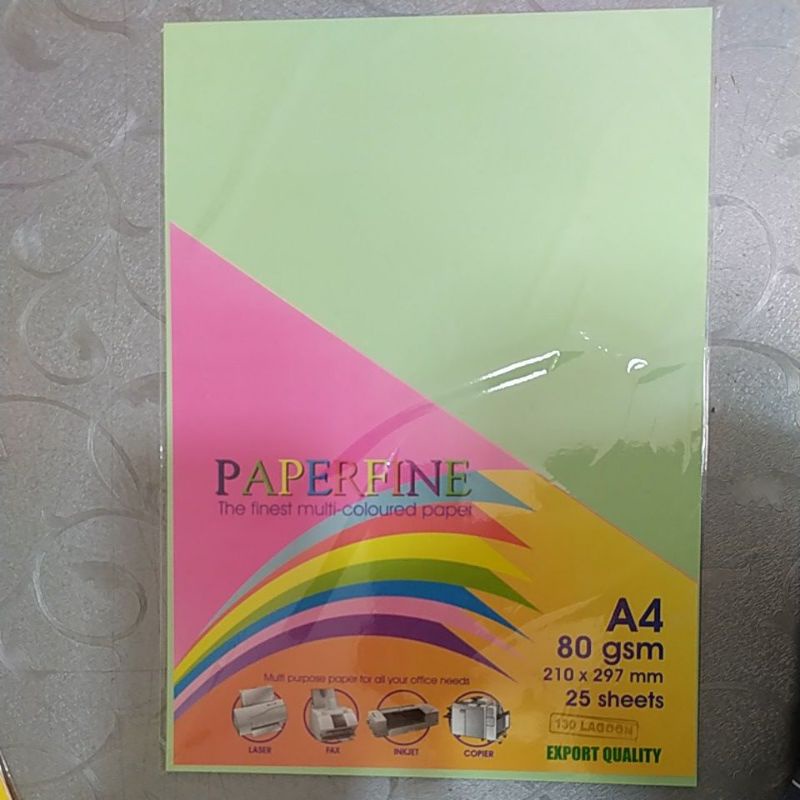 Jual Paperfine A4 80 Gram 25 sheet - Kertas Hvs Warna | Shopee Indonesia