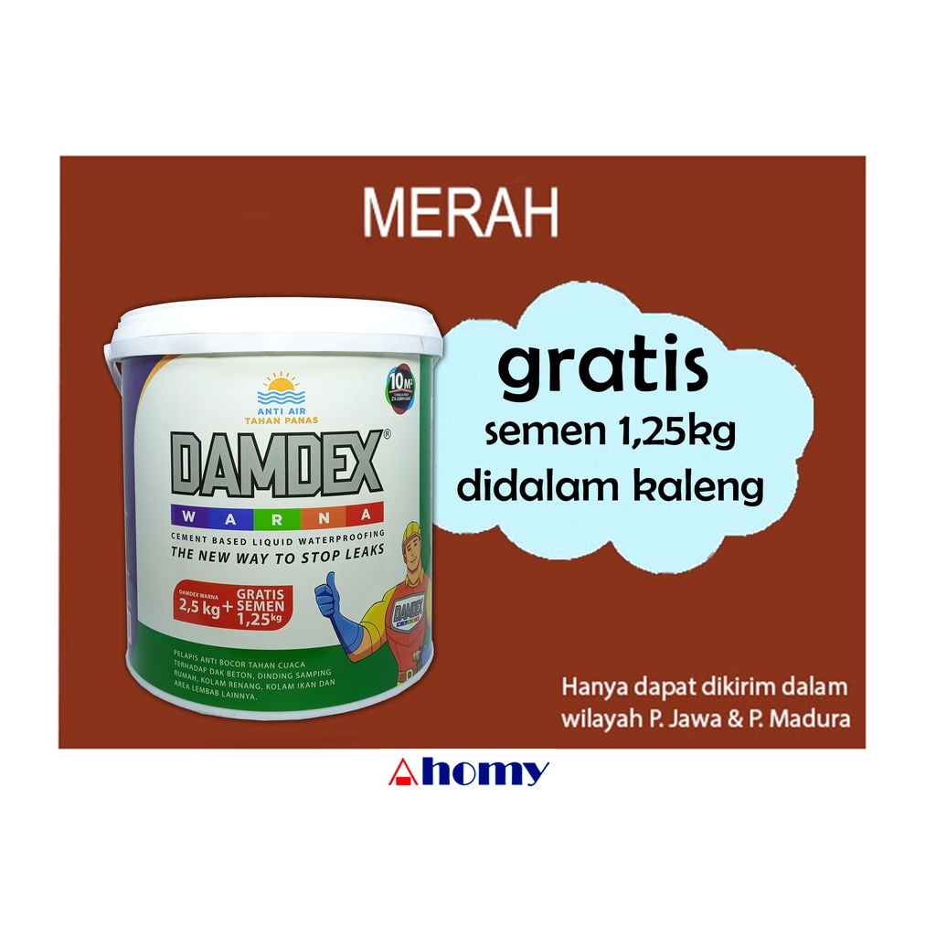 Jual damdex warna merah 2.5kg gs (Cat Anti Bocor / Waterproof) DWM ...