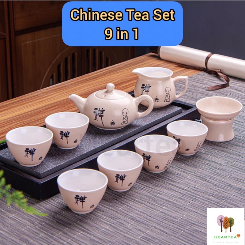 Jual Chinese Tea Pot Set Ceramics / Tea Pot set Keramik Motif Biksu (10 ...
