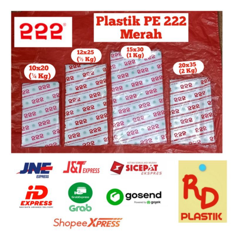 Jual Plastik PE 222 Merah Ukuran 10x20, 12x25, 15x30, dan 20x35 ...