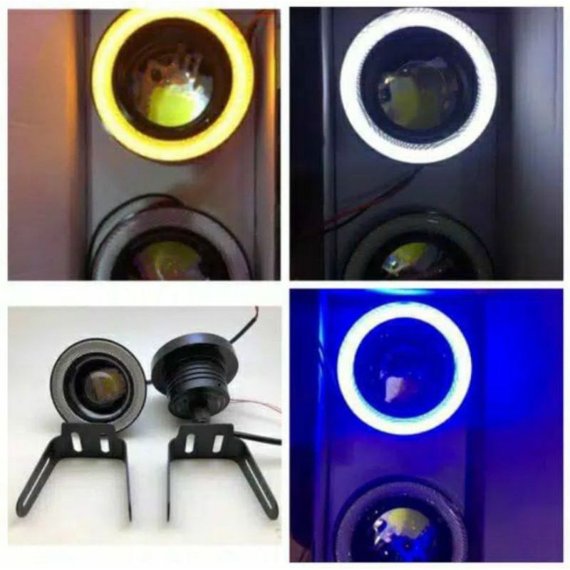 Jual Lampu Variasi Mobil 2 Pcs Lampu Fog Lamp Angel Eye 89 MM Super ...