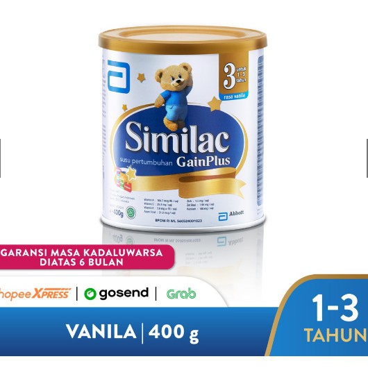 Jual Similac GainPlus 400 gr (1-3 tahun) Susu Pertumbuhan - Milk Powder ...