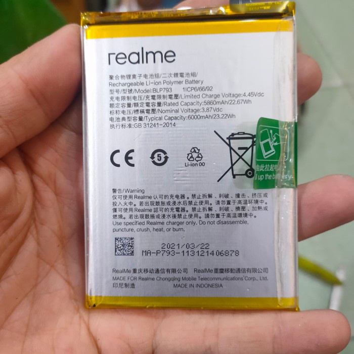 Jual baterai realme c25 original battery blp793 originla battery c25 ...