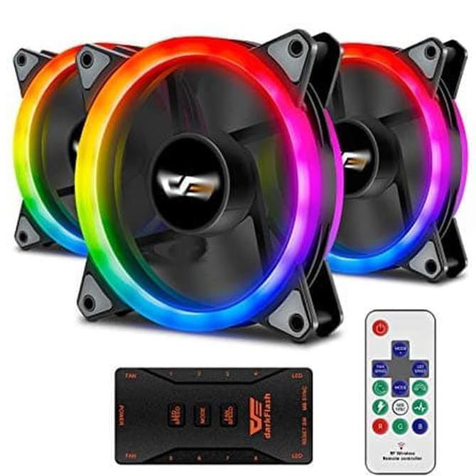 Jual AIGO DR12 PRO 3in1 Double Ring Fan RGB - 3 Pack With Controller ...