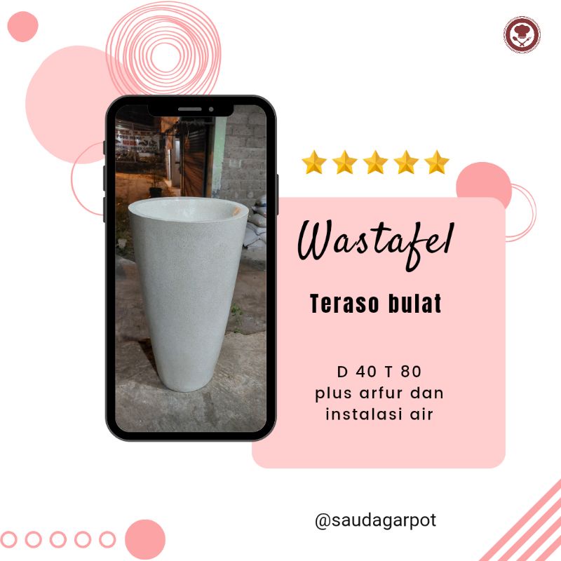 Jual Wastafel teraso bulat 40 | Shopee Indonesia