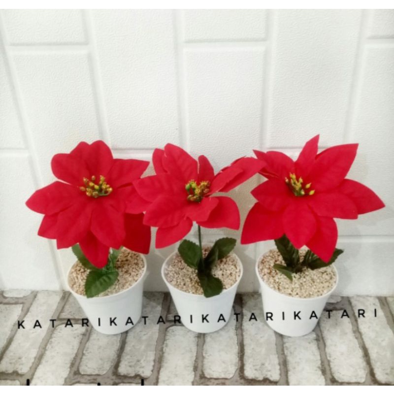 Jual BUNGA KASTUBA POINSETTIA BUNGA PALSU ARTIFICIAL PLASTIK BUNGA ...