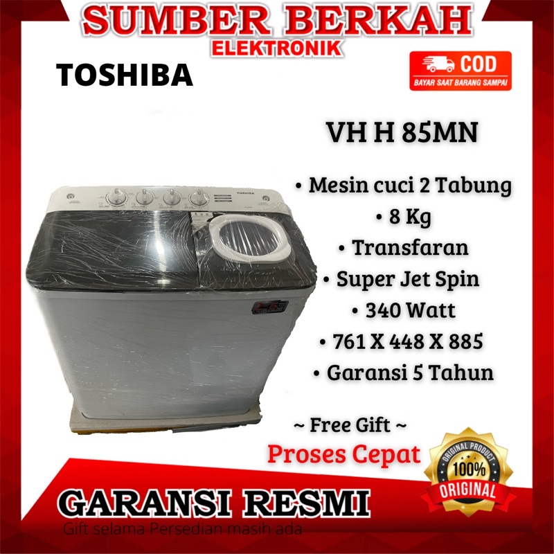Jual Mesin Cuci TOSHIBA 2 TABUNG Type VH-H85MN h 85 mn 8 KG ( 7,5kg ...