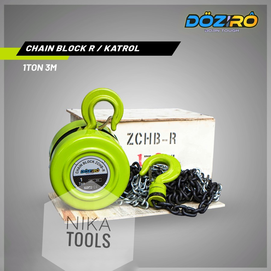 Jual Chain Block 1 Ton x 3 Meter Takel Katrol Kerekan Doziro | Shopee ...