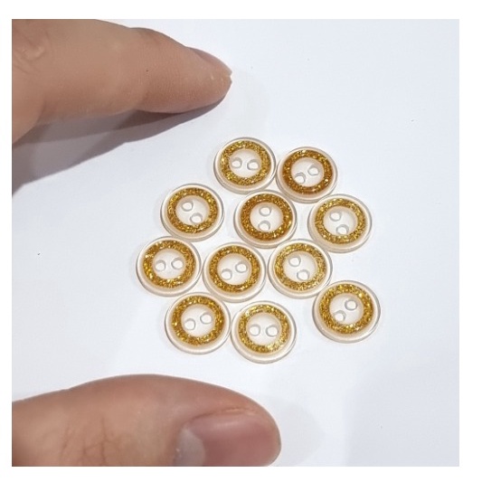 Jual 144PCS Kancing Baju 4 Lubang Putih Transparant List gold/Hem ...