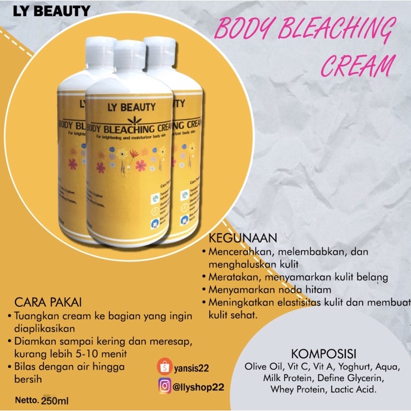 Jual Ly beauty Body cream bleaching | Shopee Indonesia