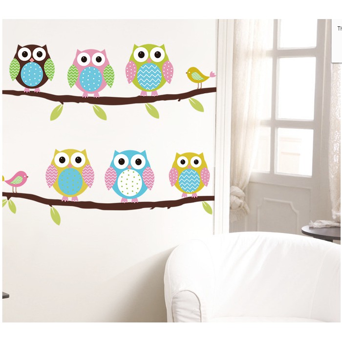 Jual Wallpaper Wall sticker dinding tembok motif burung hantu lucu ...