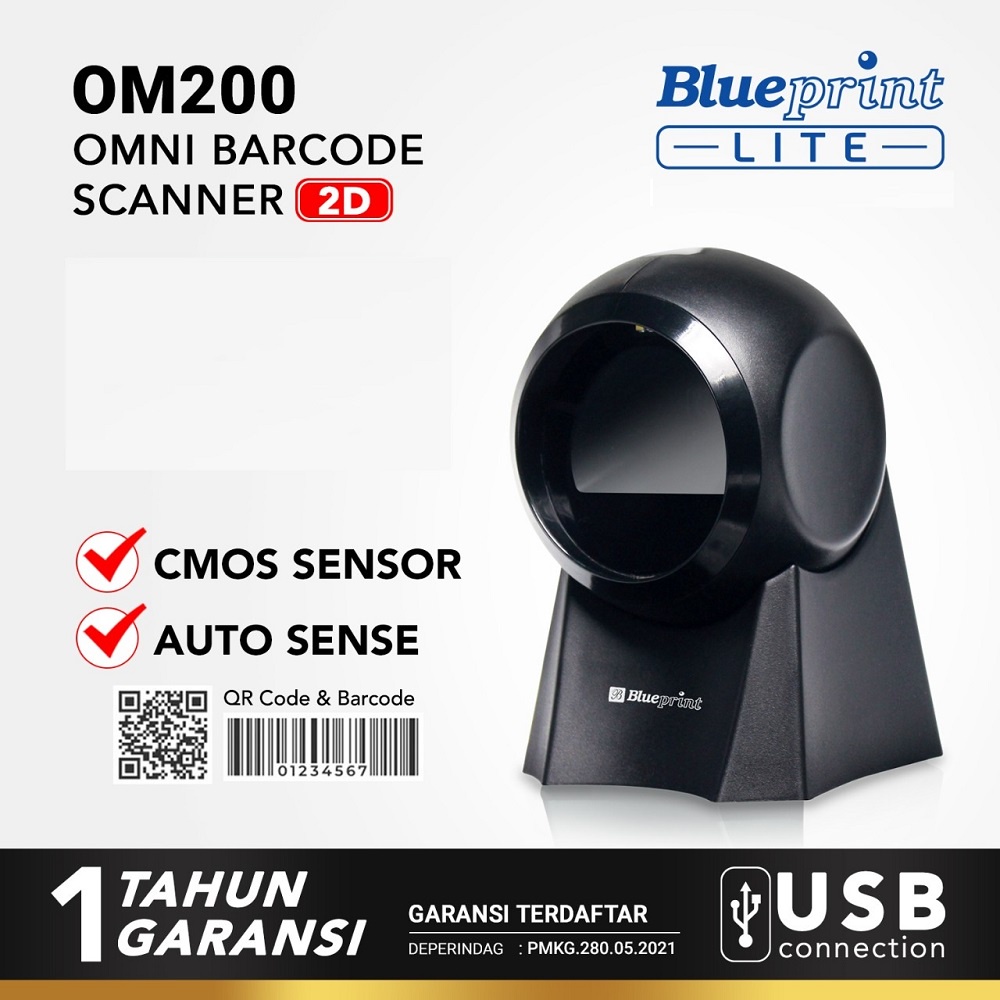 Jual Blueprint OM200 Omni Barcode QR Code Scanner Duduk 2D Auto Scan ...