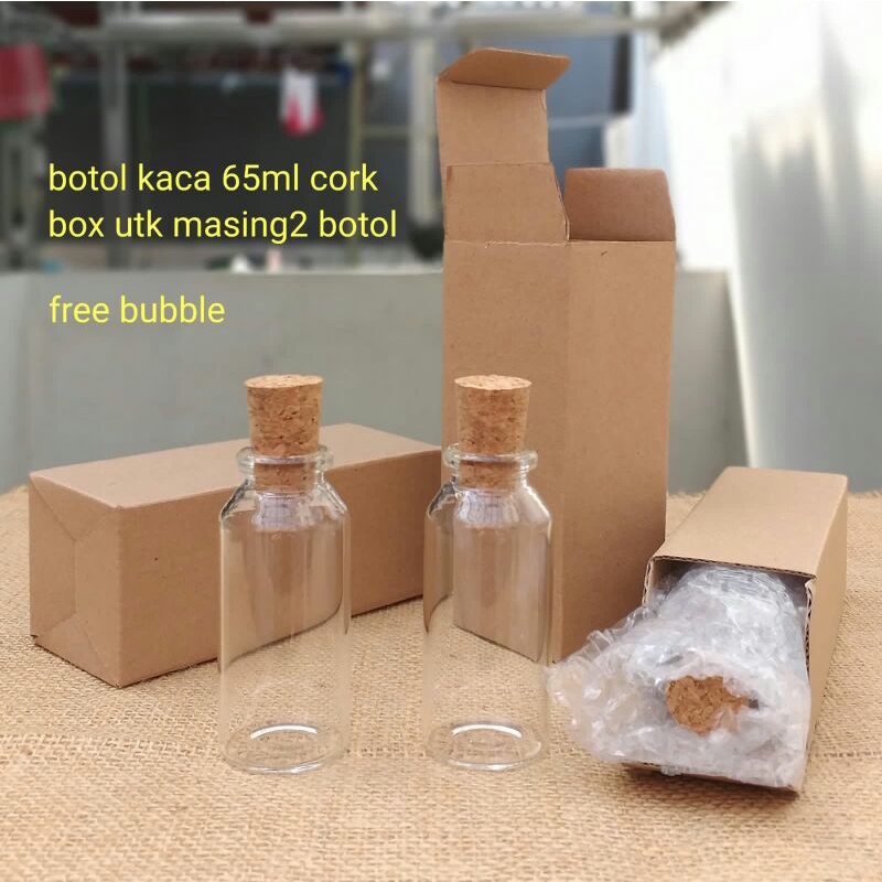 Jual Botol kaca 65ml sumbat cork botol dekorasi gift souvenir | Shopee ...