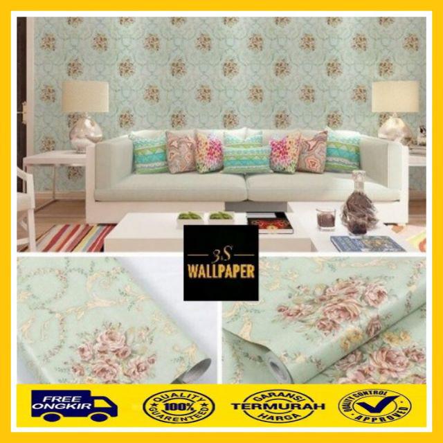 Jual Wallpaper Dinding Ruang Tamu Salur Polkadot Hijau Pink Bata Hk Wallpaper Wallpaper Sticker ...