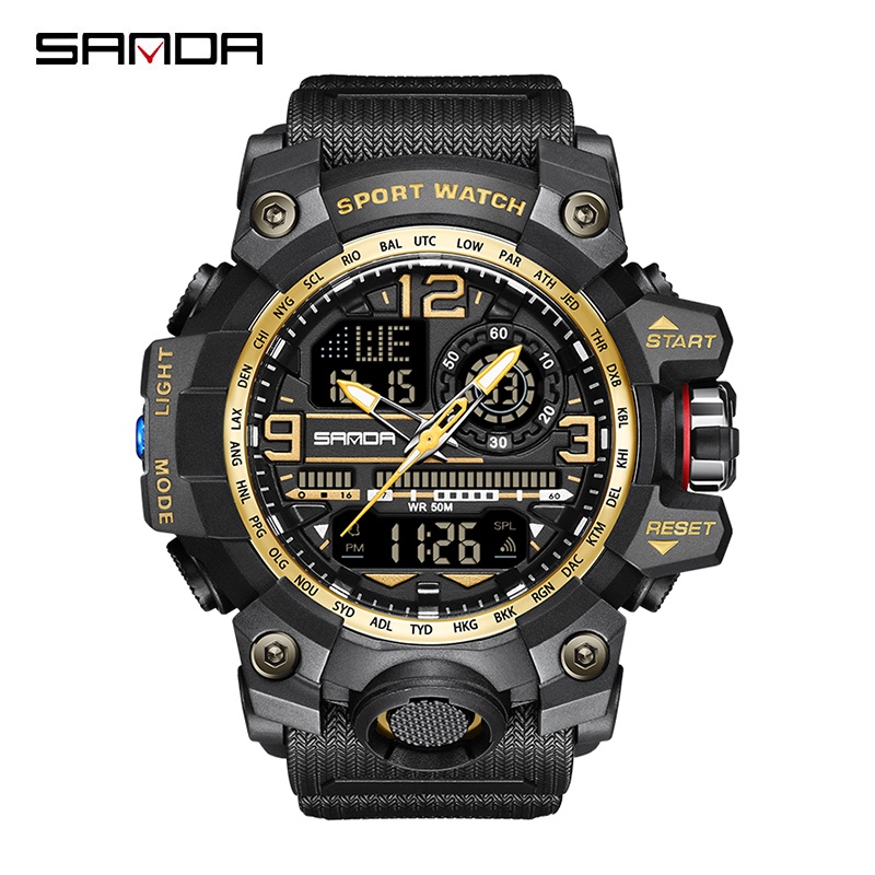 Jual SANDA 3133 Jam Tangan Pria Digital Analog Tali Rubber Chronograph ...