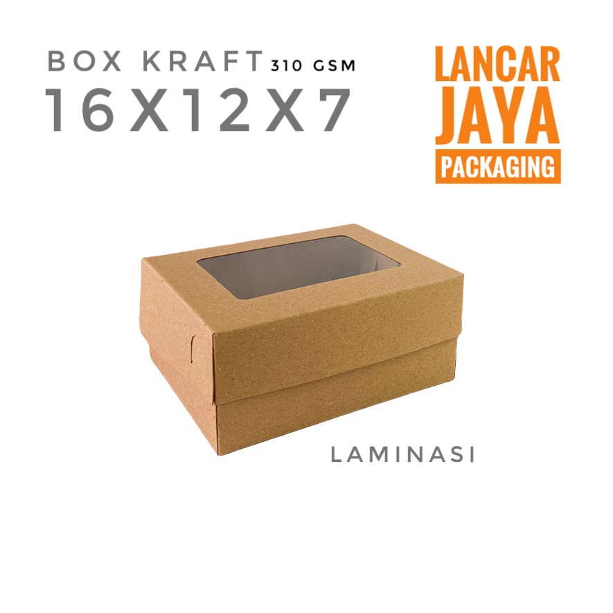 Jual Kotak Packing Snack Kue Roti Kraft Coklat Jendela 16x12x7 | Shopee ...
