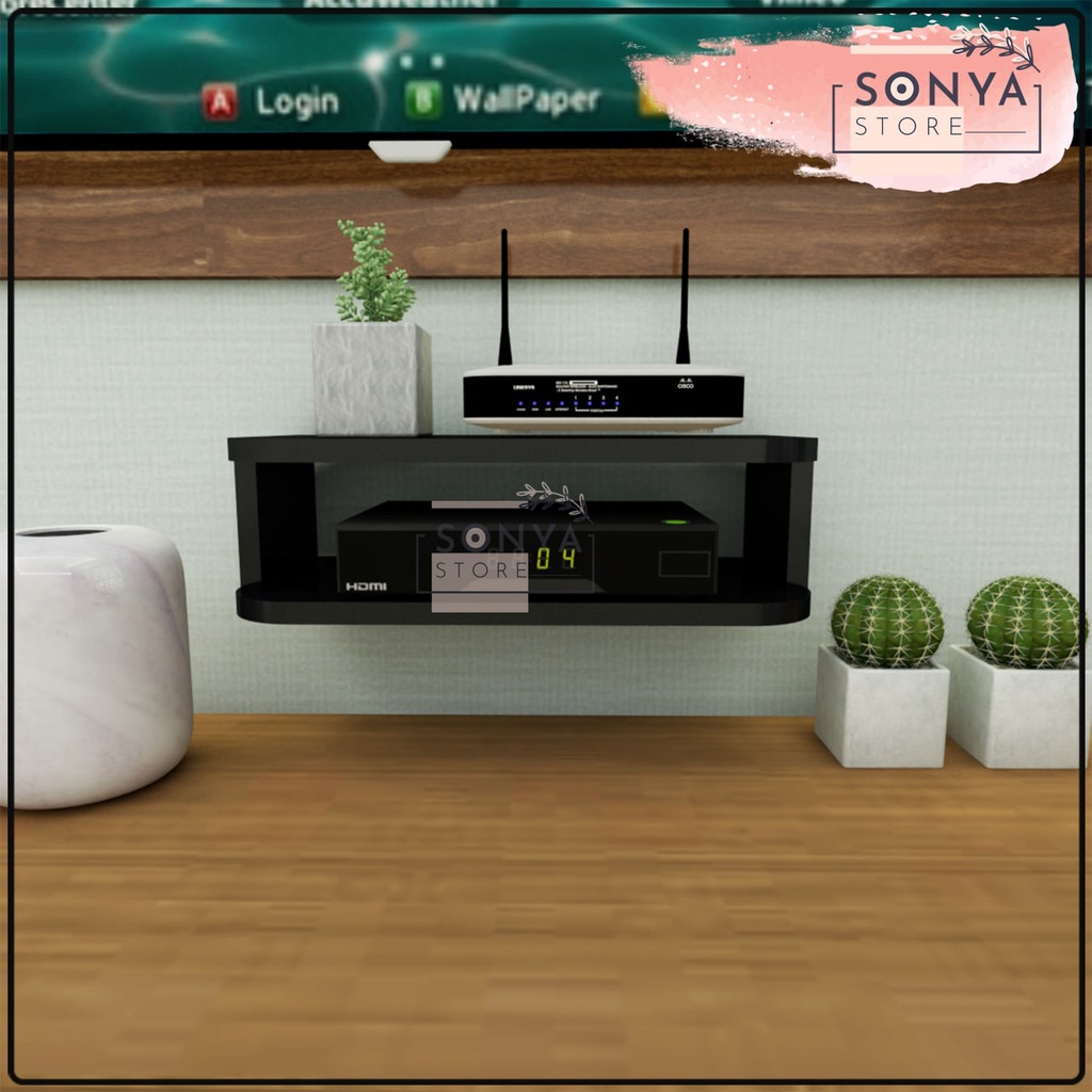 Jual Rak Gantung Tempat Remote TV Modem Wifi Meja Screen Top Shelf ...