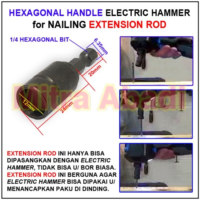 Jual HEXAGONAL HANDLE ELECTRIC HAMMER FOR NAILING EXTENSION ROD ...