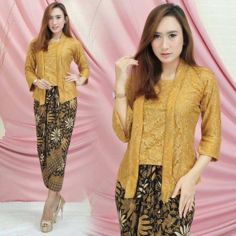 Jual SETELAN KEBAYA KUTUBARU BROKAT MODERN / KEBAYA KARTINI MIX ROK LILIT / KEBAYA ENCIM NATALAN ...