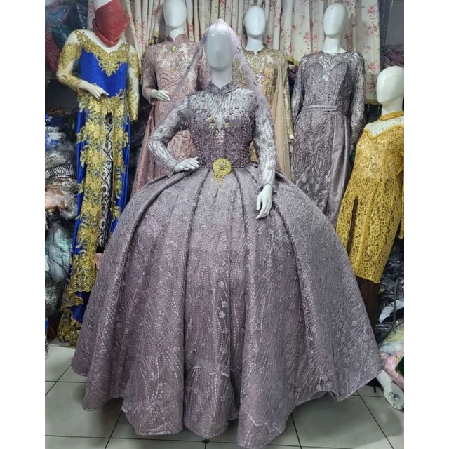 Jual Gaun Pengantin Busa Mutiara Taro,RoseGold,Moca,Lemon dan Sage ...