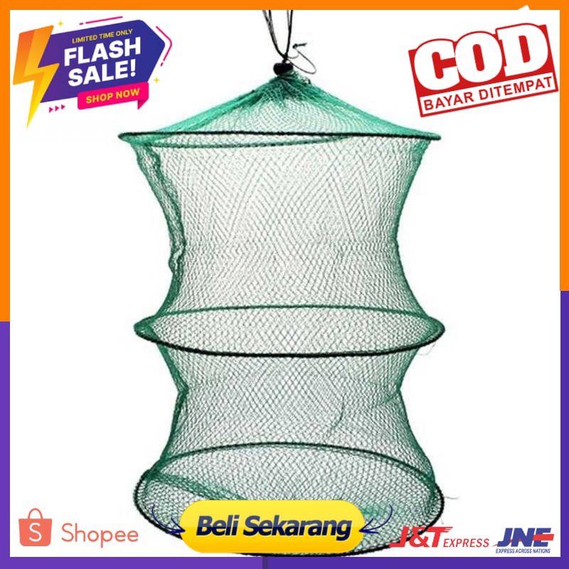 Jual TONQUU Jaring Pancing Ikan Udang Fishing Net Foldable 2 Layers ...