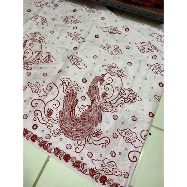 Jual kain batik merak merah dasar putih | Shopee Indonesia