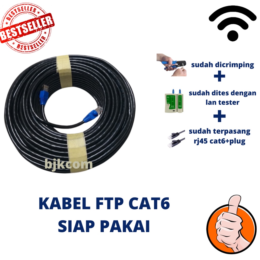 Jual KABEL LAN OUTDOOR CAT6 FTP 20 METER SIAP PAKAI | Shopee Indonesia