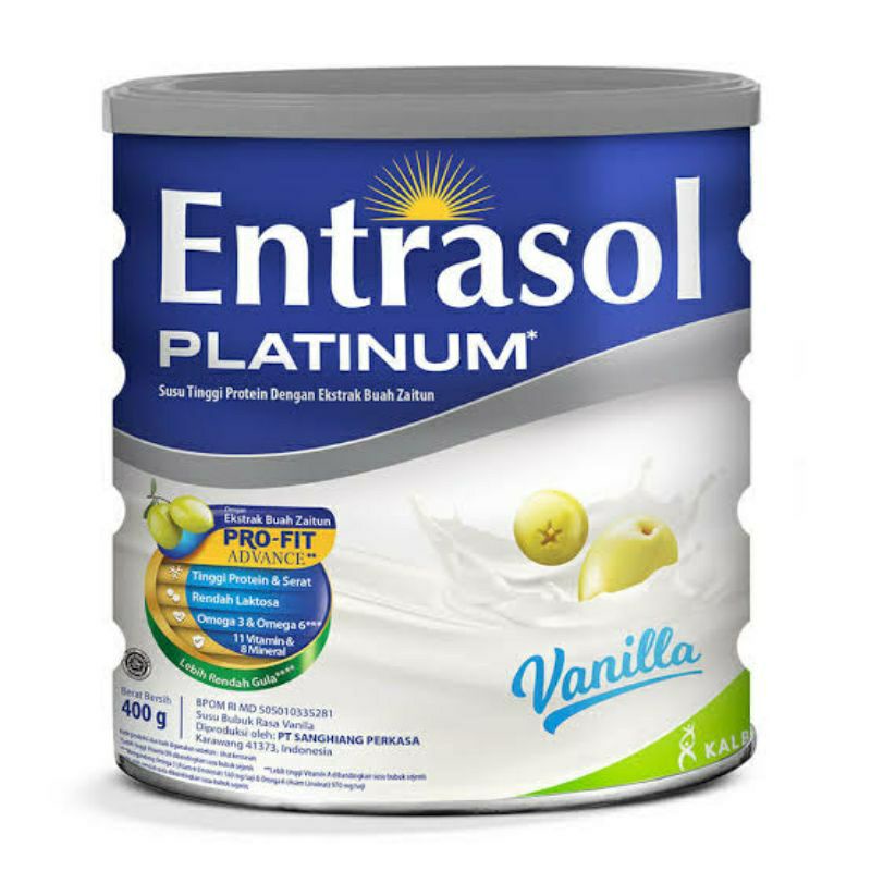 Jual SUSU NUTRISI DEWASA | ENTRASOL PLATINUM VANILLA CAN 800G | Shopee ...
