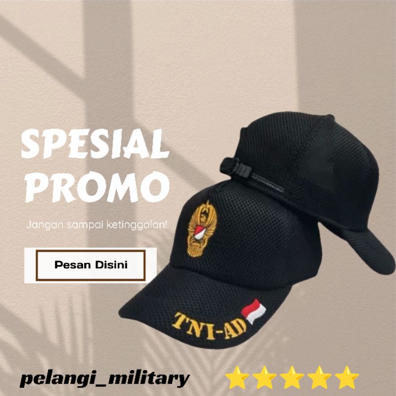 Jual promo spesial!!Topi Jaring logo TNI AD/Topi jala hitam Eka Paksi ...