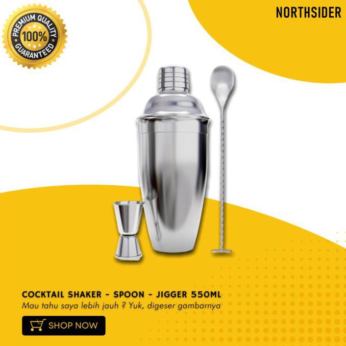 Jual COCKTAIL SHAKER 550ML & 720ML - KOKTAIL SET BAR SPOON & JIGGER - 550ml | Shopee Indonesia