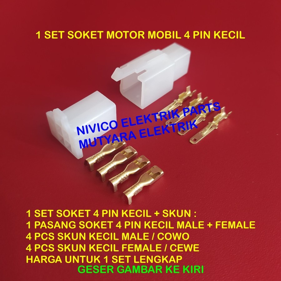 Jual Socket 4 Pin KECIL + Skun / Konektor / Kabel Motor / Soket Motor 4 ...