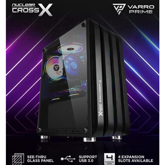 Jual VARRO PRIME NUCLEAR CROSS X - GAMING PC CASE DFG64651E | Shopee ...